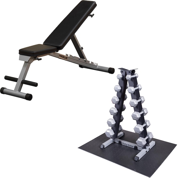 Body-Solid Bench, Rack & 5-30 lbs. Dumbbells BS-DUMBBELL-PKG | Zoro