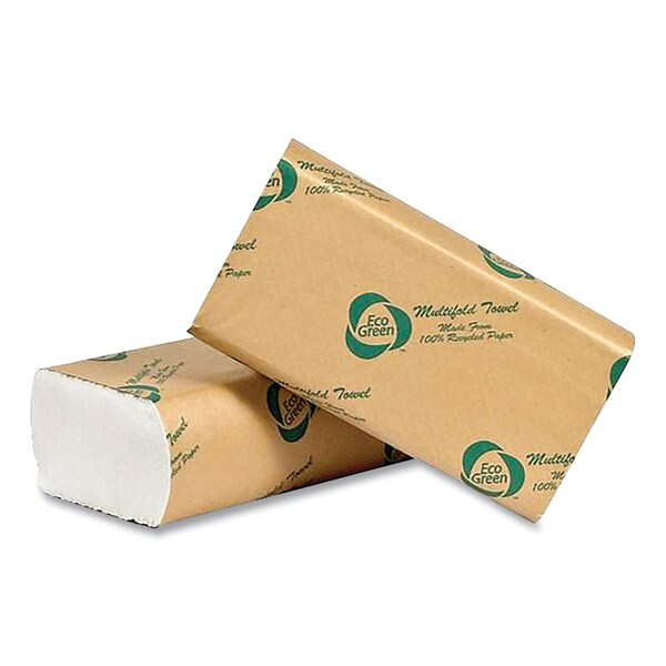 Eco Green Multifold Paper Towels, 1 Ply, 250 Sheets, White, 4000 PK ...