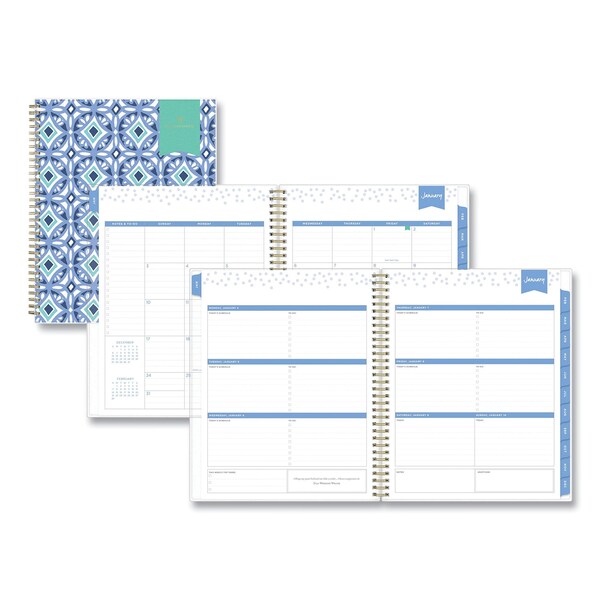 Blue Sky Day Designer Tile Weekly/Monthly Planner, 11x8.5, Blue/Wht ...