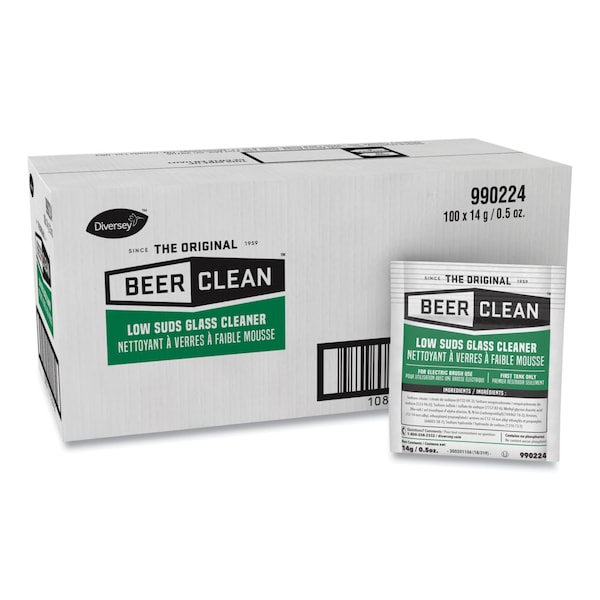 Diversey Beer Clean Glass Cleaner, Powder, .5oz Packet, PK100 990224 | Zoro