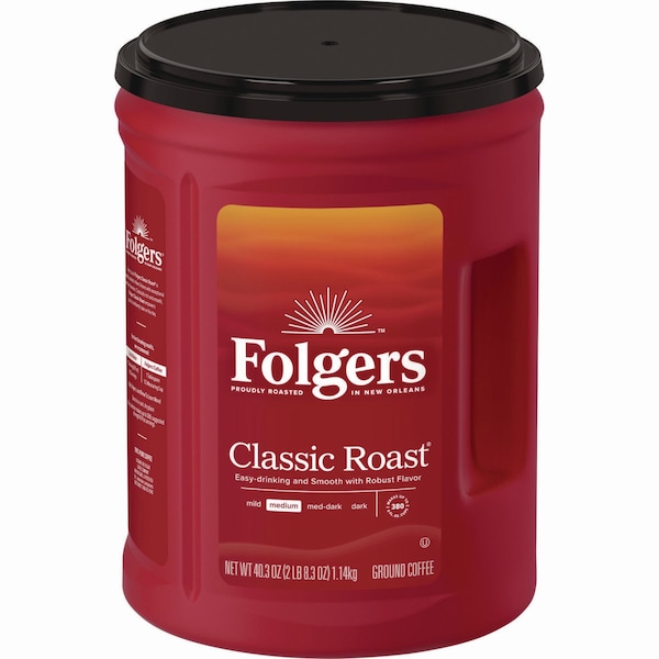Folgers Classic Roast, Canister, 40.3 oz, 6 PK 2550030419 | Zoro