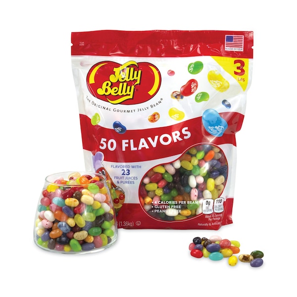 Jelly Belly 50 Flavors Jelly Beans Assortment, 3 lb Standup Bag 26546 ...