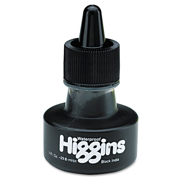 Higgins Waterproof Pigmented Drawing Ink, Black, 1oz Bottle 44201 | Zoro