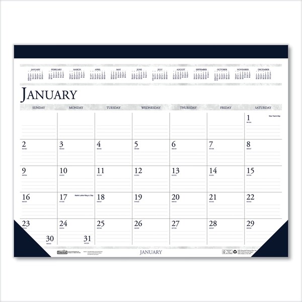 House Of Doolittle Two-Color Perforated Monthly Desk Pad Calendar, 18 ...