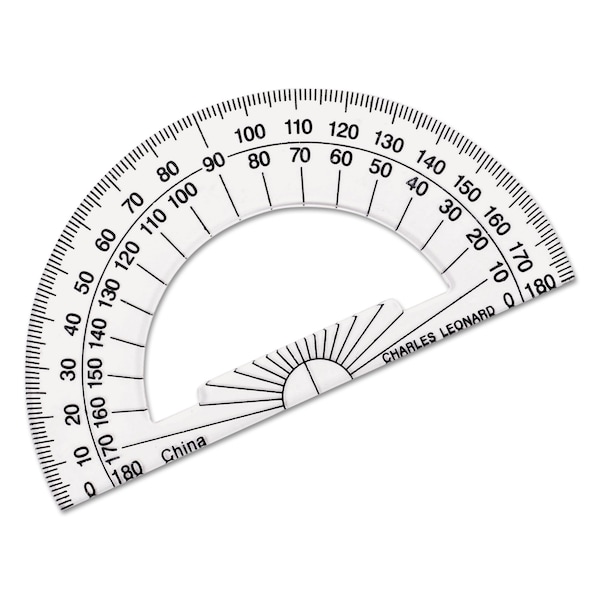 Charles Leonard Protractor, Plastic, Ruler, 4", Clear, PK12 77104 | Zoro