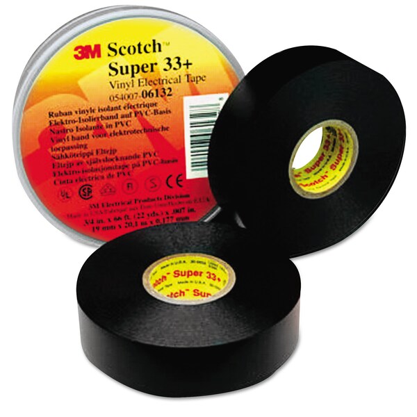 3M Scotch 33+ Super Vinyl Electrical Tape, 0.75" x 66 ft., Black ...