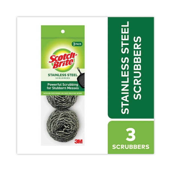 Scotch-Brite Metal Scrubbing Pads, 2 1/2" x 2 3/4", Stainless Steel ...