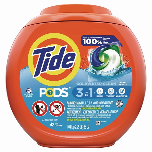 Tide PODS Laundry Detergent, Clean Breeze, 36 oz Tub, 42 Pacs/Tub, 4 ...