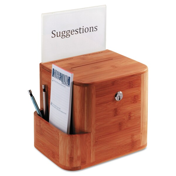 Safco Bamboo Suggestion Box, 10 x 8 x 14, Cherry 4237CY | Zoro
