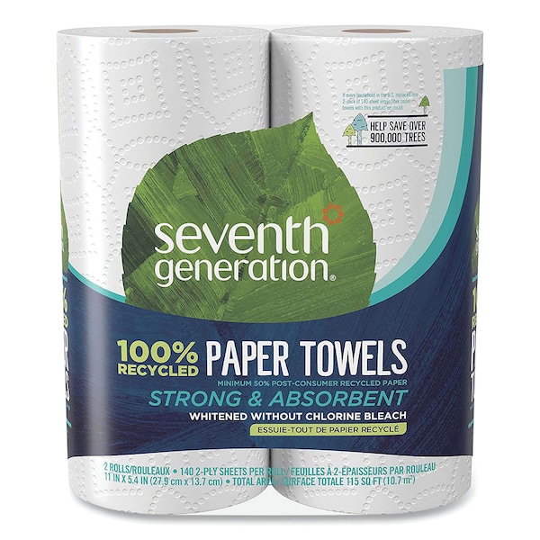 Seventh Generation Perforated Roll Paper Towels, 2 Ply, 140 Sheets ...
