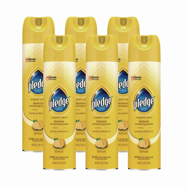 Pledge Furniture Polish, Lemon, 9.7 oz Aerosol Spray, 6PK 100 ...