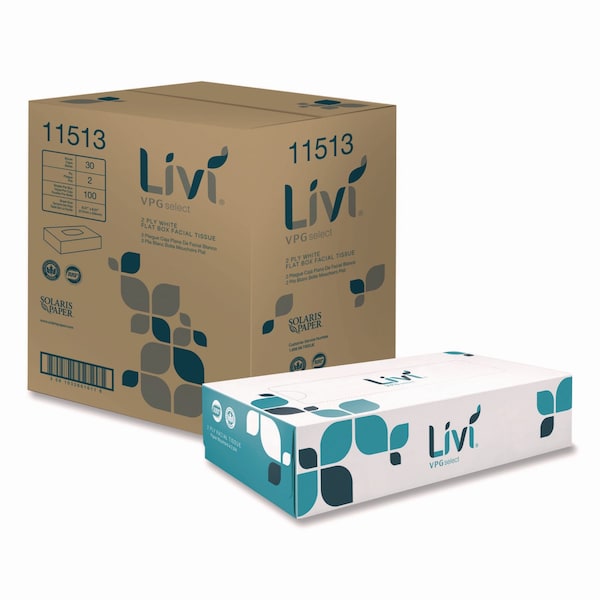 Livi 2 Ply Facial Tissues, 100 Sheets, 30 PK 11513 | Zoro