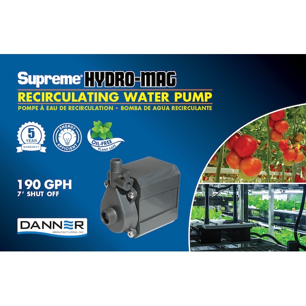 Danner 190 GPH Hydro-Mag pump with adjustble flow control. 10' Power ...
