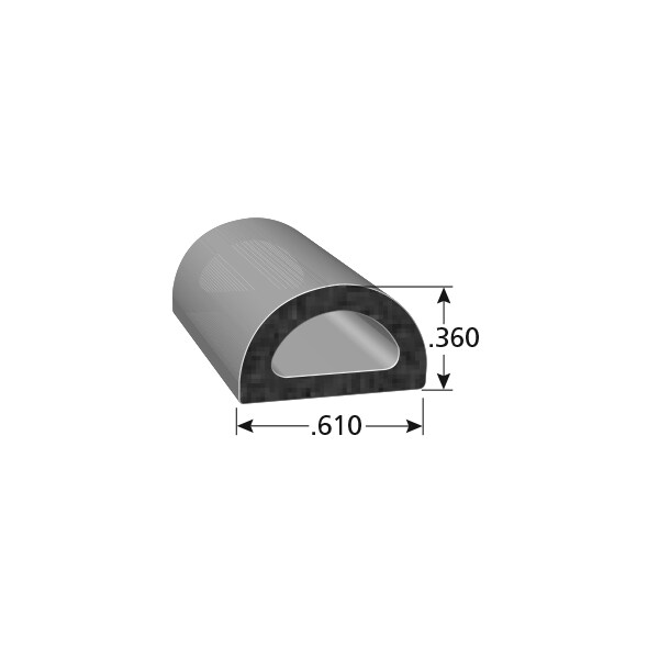 Exonic Polymers D-shaped EPDM Sponge Rubber Seal, .610"H & .360"W, 250 ...