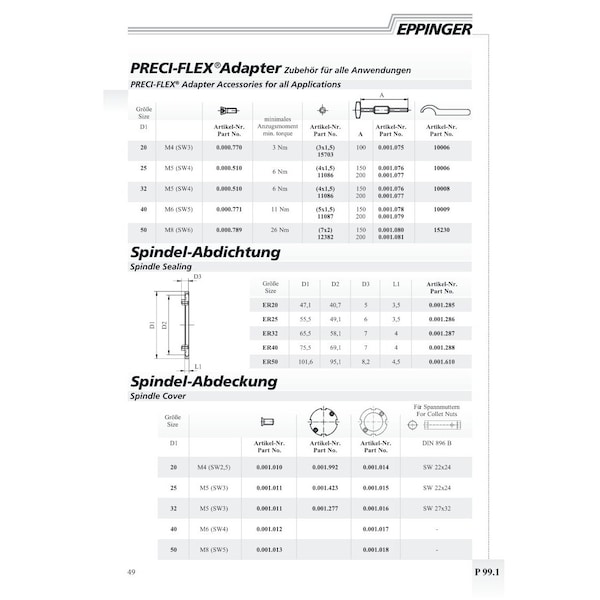 Eppinger PRECIFLEX mounting screw for ER25 and ER32, Includes Pt11086 ...