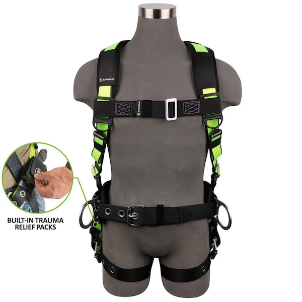 Safewaze PRO Construction Harness: 3D, MB Chest, TB Legs, Trauma relief ...