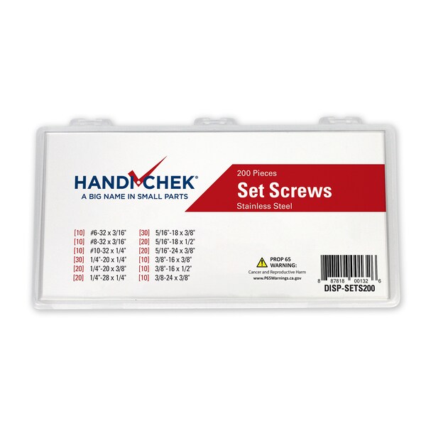 Handi-Chek Set Screw Assortment, Stainless Steel, 200 PCS DISP-SETS200 ...