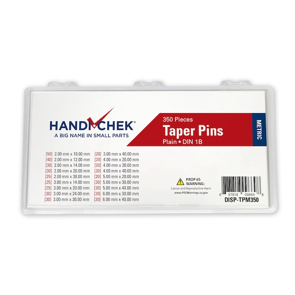 Handi-Chek Metric Taper Pin Assort 350pc DISP-TPM350 | Zoro