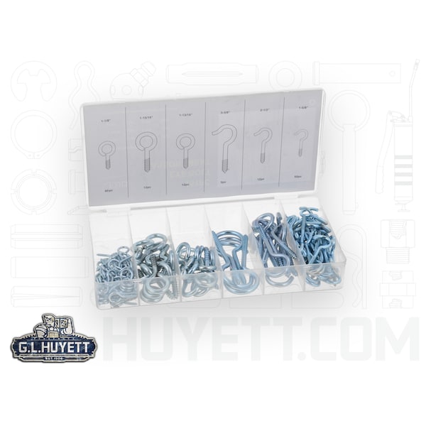 Huyett Eye Bolt Assortment, Carbon Steel, 151 PCS DISP-EB151 | Zoro