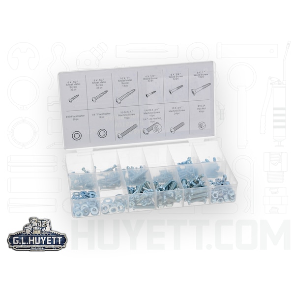 Huyett Nut & Bolt ZC Assort 347pc DISP-NB347 | Zoro