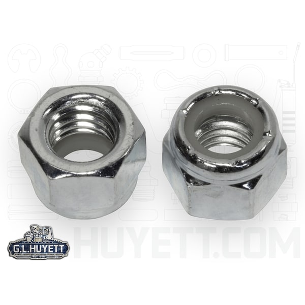 Huyett Nylon Insert Lock Nut, 1/4", Nylon, Zinc Clear Trivalent LNUT ...