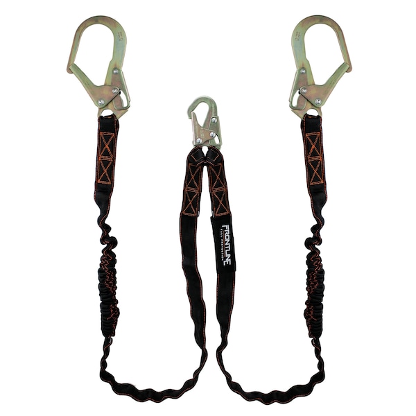 Frontline Combat Twin Leg 6' Rebar Hook Lanyard with Internal Shock ...