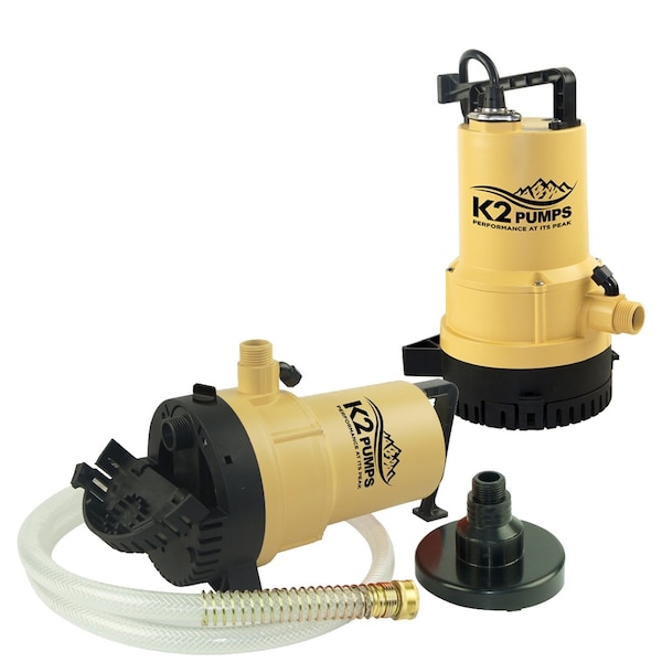 K2 Pumps 1/4 HP Duo 2-in-1, Submersible Utility Pump and Transfer Pump ...