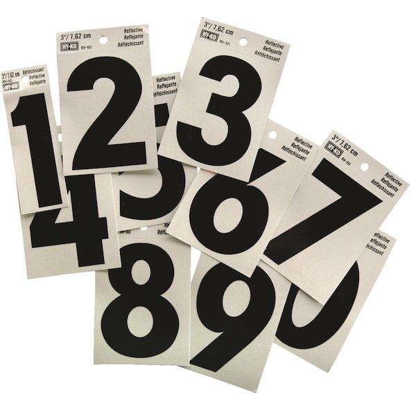 Hy-Ko Self-adhesive Reflective Numbers, PK10 RV-50/5 | Zoro