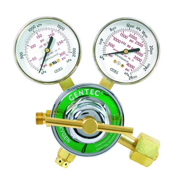 Gentec Med to Heavy Duty Single Stage Regulator, 3000 PSI Inlet, 5-125 ...
