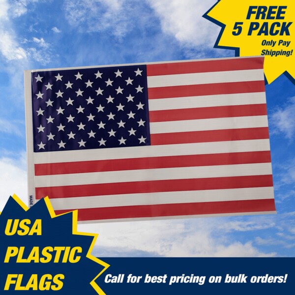 Global Flags Unlimited USA Plastic Flags Pack of 5 210342 | Zoro