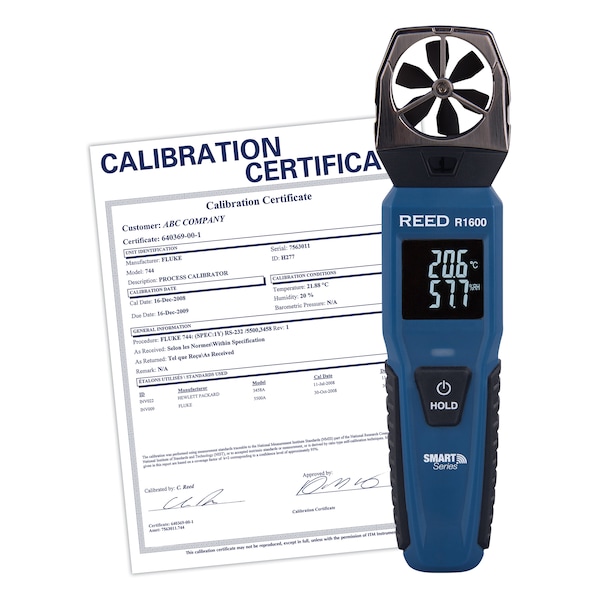 Reed Instruments REED Vane Anemometer, Bluetooth Smart Series, includes ...