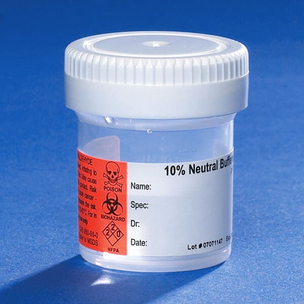 Globe Scientific Pre-Filled NBF Container, 20mL, PK96 6518FL | Zoro