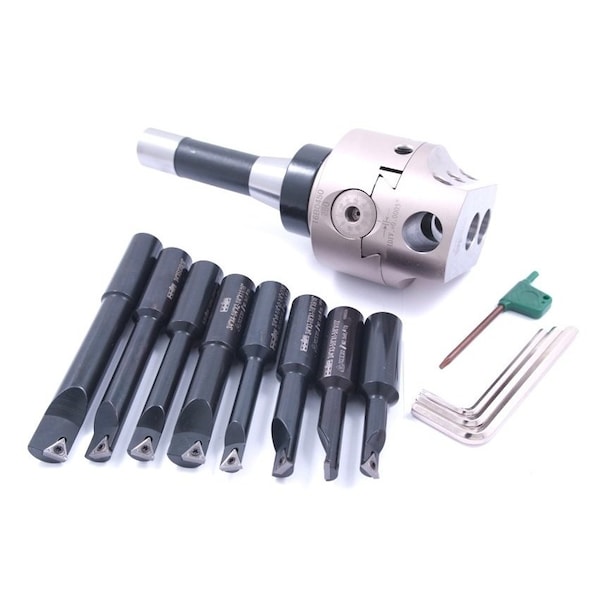 Hhip Indexable Tool Set With 3" Boring Head R8 Shank & 8 Boring Bars ...