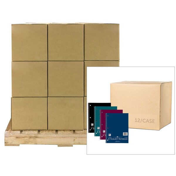 Roaring Spring Pallet of 5 Sub Wirebound Notebooks, 10.5"x8", 120 sht ...