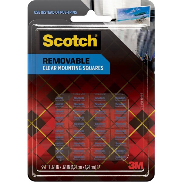 Scotch Adhesive Mounting Squares, Removable, .68"x.68" , 35/PK, Clear ...