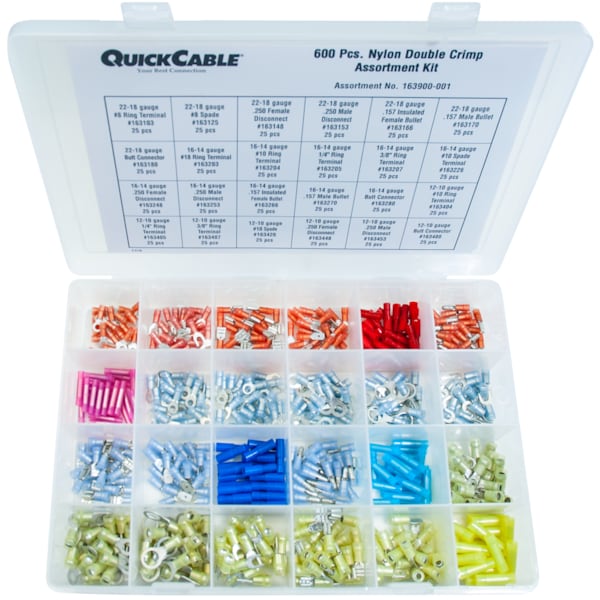 Quickcable Wire Terminal Kit, Nylon Insulated, Assorted, Crimp ...
