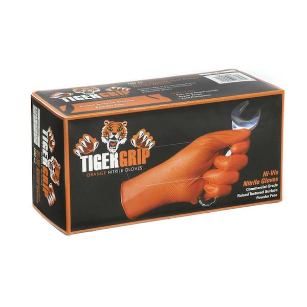 DISCO Orange, L, 7 mil, Nitrile Disposable Gloves, - 17411