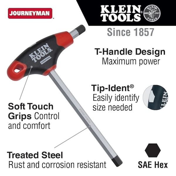 Klein Tools SAE T-Handle Hex Key Hex Key, 1/2" Tip Size JTH4E17 | Zoro