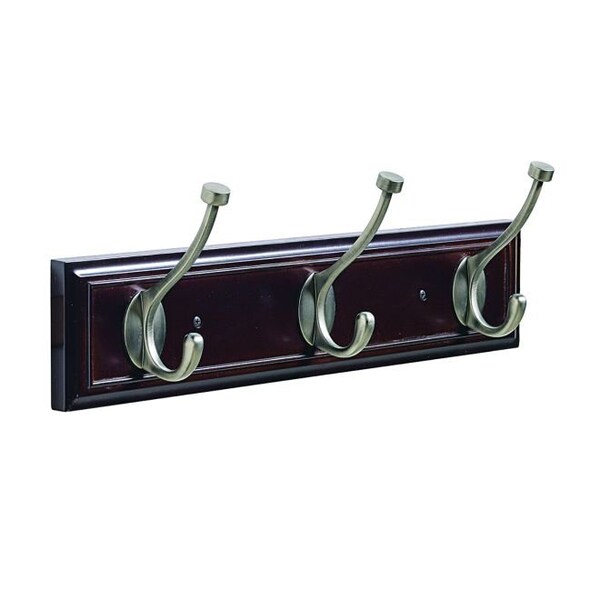 Amerock Rack 3 Hooks Mahogany Rack Antique Silver Hooks 18-2/5 X 4-1/4 ...