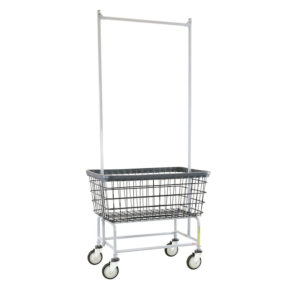 R&B Wire Products Wire Utility Cart with Double Pole Rack, 4.5 Bushel ...