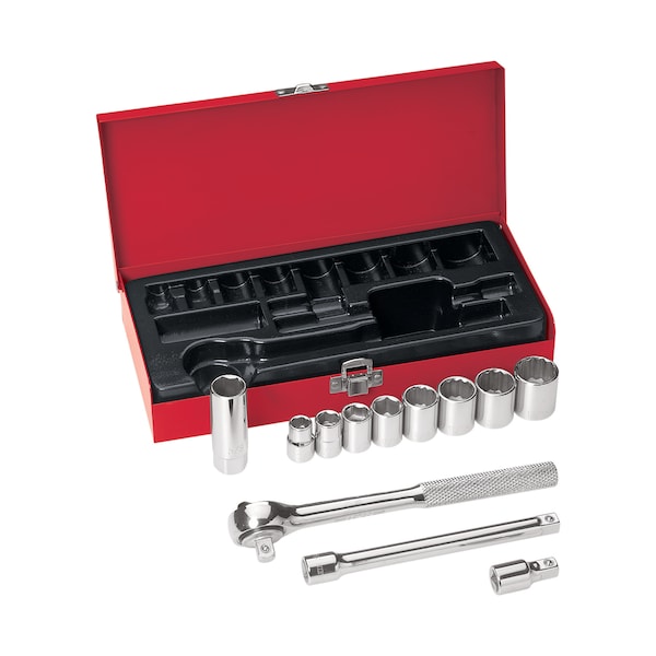 KLEIN TOOLS 3/8" Socket Wrench Set, 12 Piece, 3/8", 7/16", 1/2", 9/16 ...