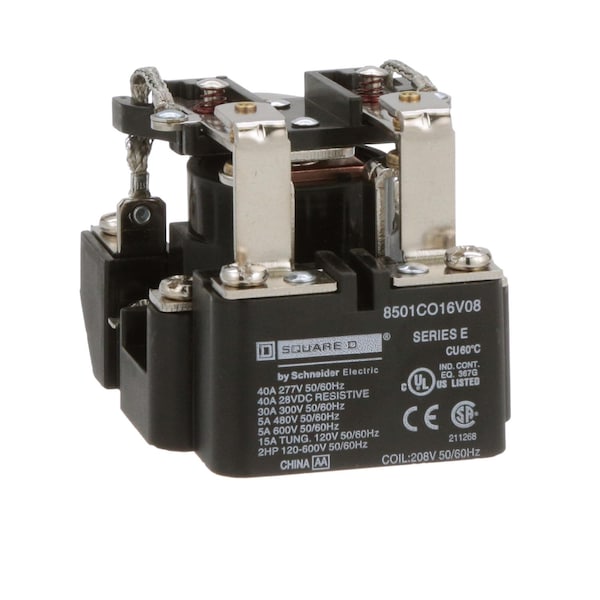 Square D Power Relay, DPDT, 2NO and 2NC, 1.5 HP, 8501CO16V08 | Zoro