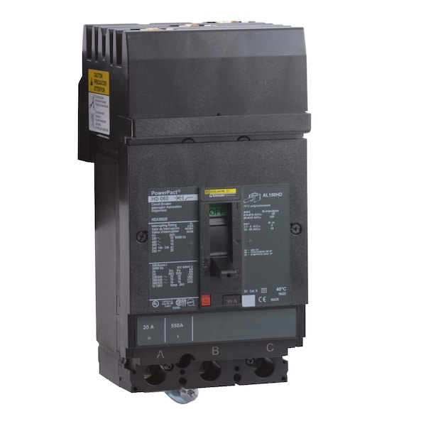 SQUARE D 70A, 3 pole Molded Case Circuit Breaker, POWERPACT H, 600V AC, - HDA360706