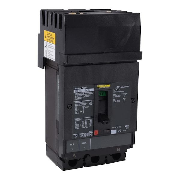 SQUARE D 150A, 2 pole Molded Case Circuit Breaker, POWERPACT H, 600V AC, - HJA261504