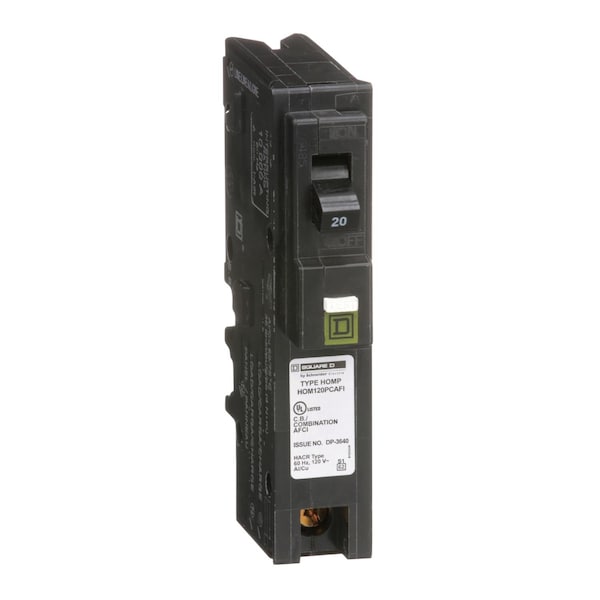 SQUARE D 20A, 1 pole Miniature Circuit Breaker, HOMELINE, 120V AC ...