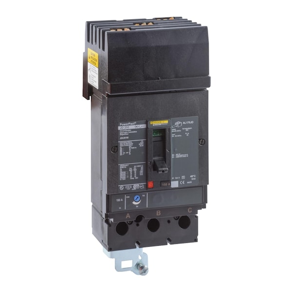 SQUARE D 150A, 3 pole Molded Case Circuit Breaker, POWERPACT J, 600V AC, - JDA36150