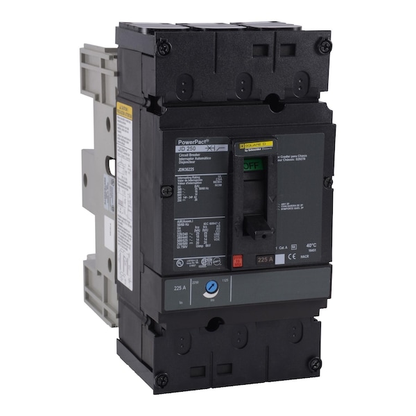 SQUARE D 225A, 3 pole Molded Case Circuit Breaker, POWERPACT, 600V AC, - JDN36225