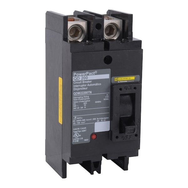 SQUARE D 200A, 2 pole Molded Case Circuit Breaker, QDM, 240V AC, - QDM22200TN