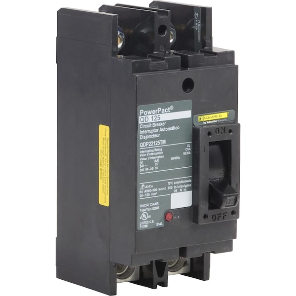 SQUARE D 125A, 2 pole Molded Case Circuit Breaker, POWERPACT Q, 240V AC, - QDP22125TM