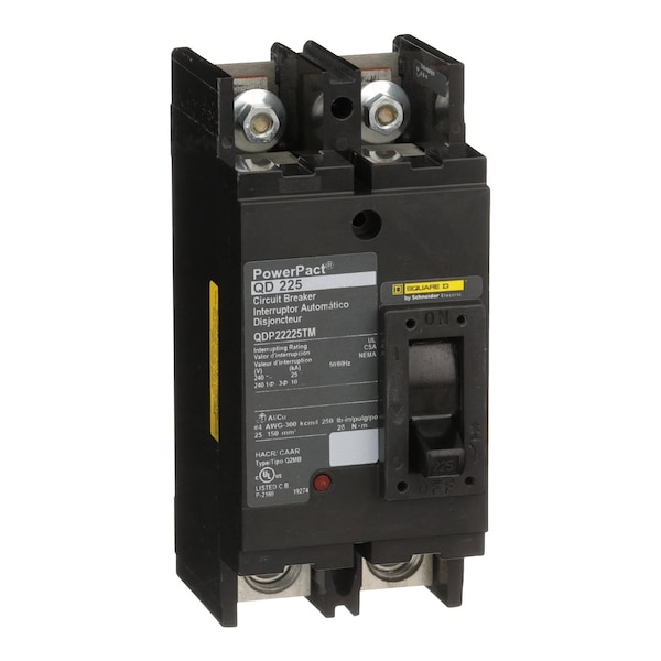 Square D Molded Case Circuit Breaker, QDP Series 225A, 2 Pole, 240V AC ...